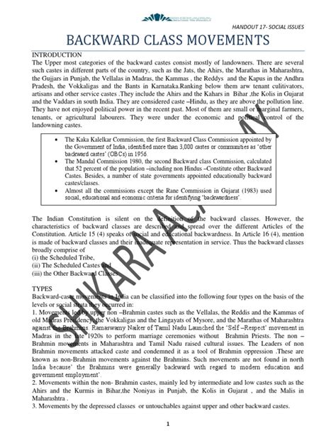 Backward Class Movements Pdf