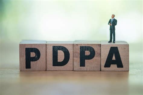 Miniature Businessman Standing On Wood Block With Text Pdpa Pdpa