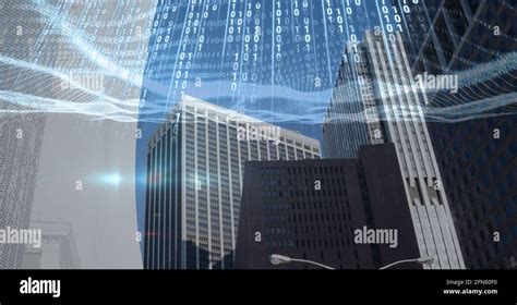 Composition Of Binary Coding Over Modern Office Buildings Background