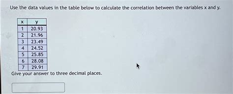 Solved Use The Data Values In The Table Below To Calculate Chegg
