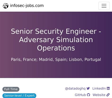 Hiring Senior Security Engineer Adversary Simulation Operations In Paris France Madrid