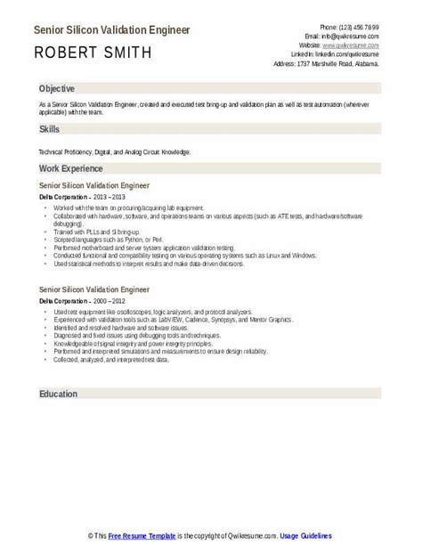 10 Silicon Validation Engineer Resume Samples And Templates For 2025