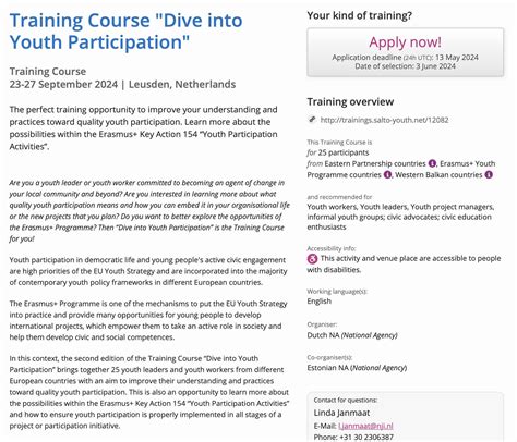 ტრენინგ კურსი “dive Into Youth Participation ჩატარდება 23 27