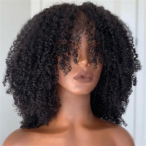 Afro Kinky Curly Human Hair Wig With Bangs Full Philippines Ubuy
