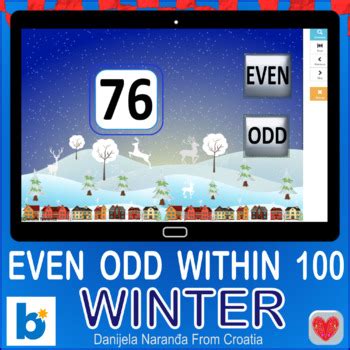 Winter Even Odd Numbers Within Even Odd Two Digit Numbers Boom Cards
