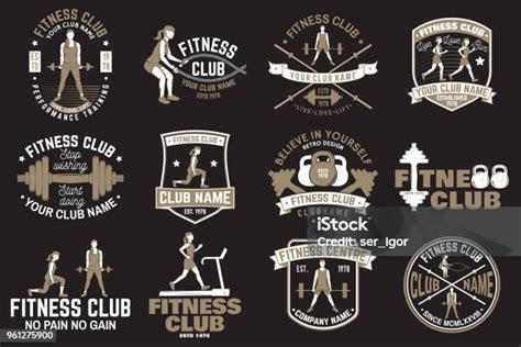 피트 니스 클럽 배지입니다 벡터입니다 휘트니스 센터 엠 블 럼 체육관 표지판 등 건강한 생활방식에 대한 스톡 벡터 아트 및 기타 이미지 건강한 생활방식 교차 훈련법