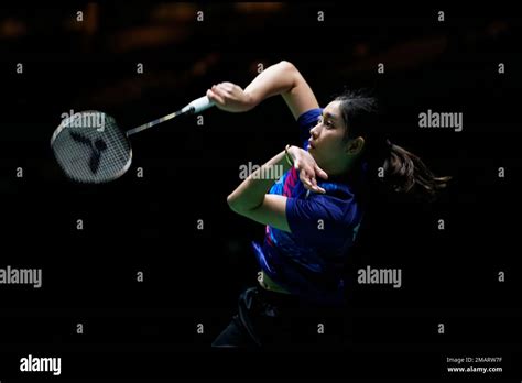 Thet Htar Thuzar Of Myanmar Plays A Return Against Wen Yu Zhang Of Canada During A Badminton