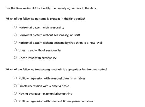 Solved 43 Time Series Patterns And Forecasting Methods A