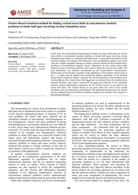 pdf fourier bessel transform method for finding vertical stress fields in axisymmetric
