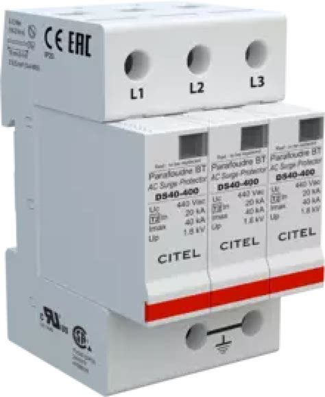 CITEL DS43S-400 УЗИП Тип 2, Схема (3+0), 3 полюса, IT, UN400/UC440 Vac ...