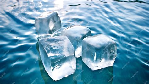 Ice Cubes Floating In Water