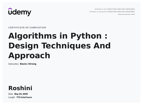 Learned Python Algorithms On Udemy Improved Problem Solving Skills Roshini Muthu Posted On