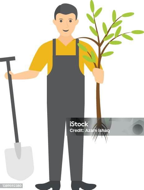 정원사 컨셉 식물 벡터 컬러 아이콘 디자인을 들고 있는 보육원 공예 직업 기호 취미 및 예술 작품 사인 크리에이티브 피플 스톡 일러스트 갈퀴에 대한 스톡 벡터 아트 및 기타