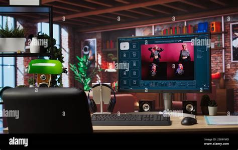 Computer In Home Office Uses Artificial Intelligence Generating Images From Basic Text Prompts