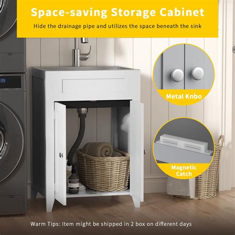 Rovsun 24 X 20 Laundry Sink With Cabinet White
