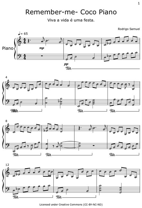 Remember Me Coco Piano Sheet Music For Piano