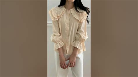 진주 세일러 이중 칼라 셔링 퍼프소매 코튼 블라우스 Shorts Youtube