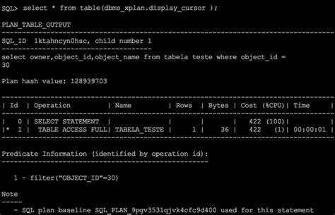 Criando Sql Plan Baselines Utilizando O Sqlplus Oracle Brasil