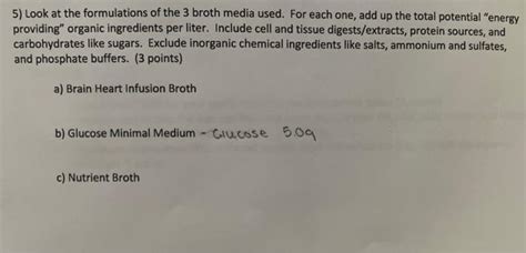 Solved Glucose Minimal Medium Glucose C6h1206 50 G •