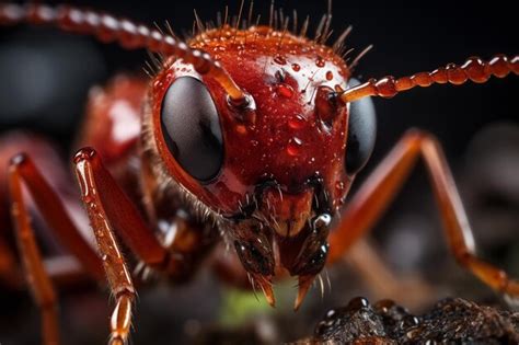Premium Photo Close Up Ant Face Macro Portrait Generated Ai