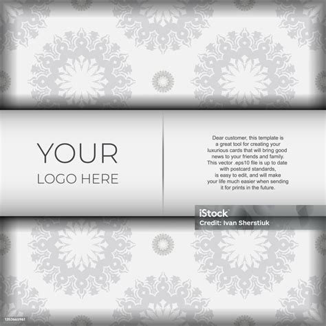 고급스러운 그리스 패턴과 흰색 색상의 인쇄 디자인 엽서에 대한 세련된 템플릿 빈티지 장식품으로 초대 카드를 준비합니다 기념일에 대한 스톡 벡터 아트 및 기타 이미지 Istock