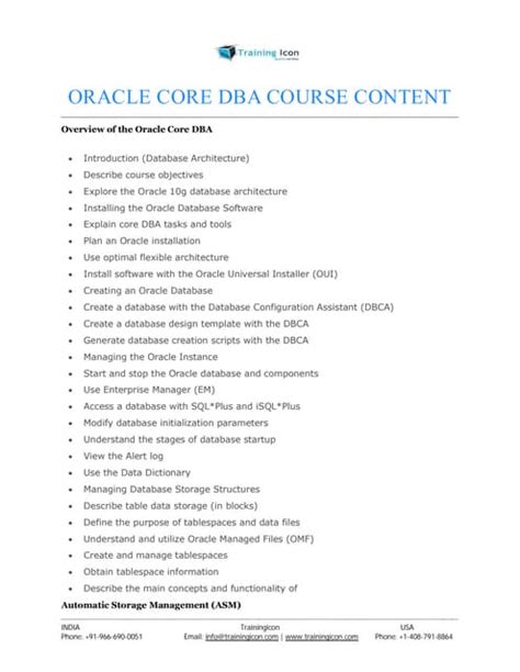 Oracle Core Dba Online Training Pdf