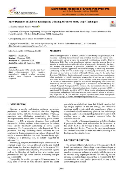 Pdf Early Detection Of Diabetic Retinopathy Utilizing Advanced Fuzzy Logic Techniques