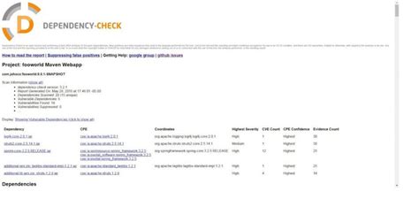 owasp dependency check for vulnerability reporting