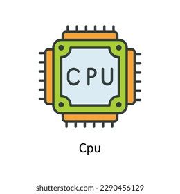 Cpu Vector Fill Outline Icons Simple Stock Vector Royalty Free Shutterstock