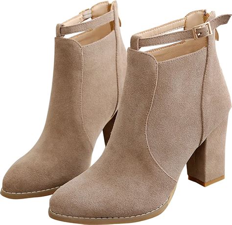 Botas Mujer Elegantes Con Correa En El Tobillo Tacón Alto Botines Para Mujer Moda De Color