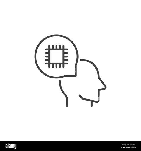 Chip Inside Speech Bubble With Head Vector Concept Icon Or Sign In Thin Line Style Stock Vector