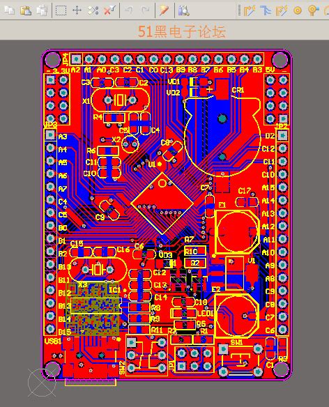 Stm32f103rbt6最小系统pcb图3d效果与原理图文件下载 直接打样 Altium Designer