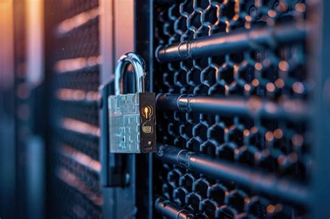 A Close Up Of A Digital Lock On A Server Rack Glowing With Blue And Orange Lighting Symbolizing