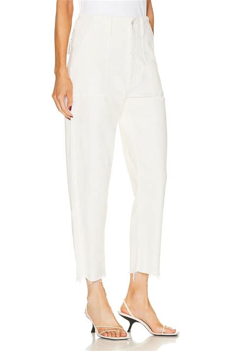 Mother Patch Pocket Private Ankle Fray In Cream Puffs Fwrd