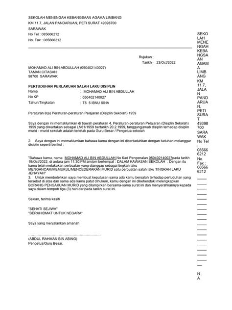 Contoh Surat Pertuduhan Ssdm Pdf