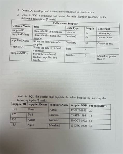 Solved 1 Open Sql Developer And Create A New Connection To