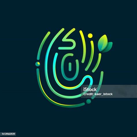 지문으로 만든 T 글자 에코 로고 녹색 잎과 이슬 방울이 있는 그라디언트 아이콘입니다 광고에 대한 스톡 벡터 아트 및 기타 이미지 광고 깨끗한 녹색 Istock