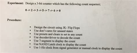 Solved Design A 3 Bit Counter Which Has The Following Count