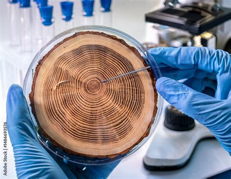 Dendrochronology Laboratory With Sample Tree Ring Core Analyzed Lab