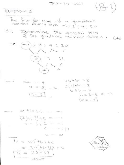 Quadratic Pattern 1 Pdf
