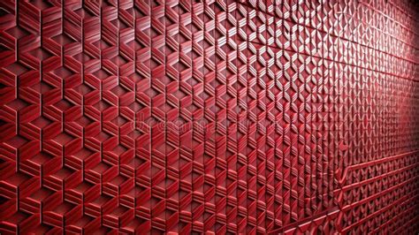 Intricate Crimson Geometric Wall Panel Design Featuring A Complex