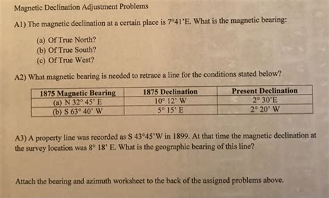 Solved Magnetic Declination Adjustment Problems Al The