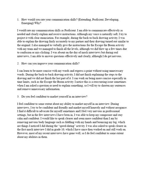 Communication Skills Reflection Pdf