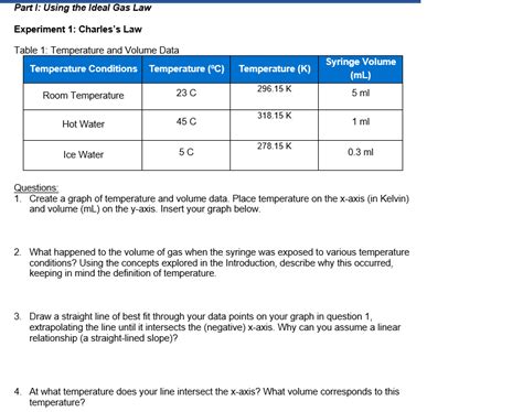 solved part i using the ideal gas law experiment 1
