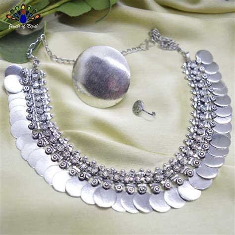 Silver Oxidized Tribal Designed Necklace Set By Jewels Of Nepal Daraz