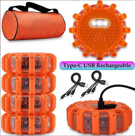 Yucaiwen Usb C Rechargeable Led Road Flares Emergency Lights Large
