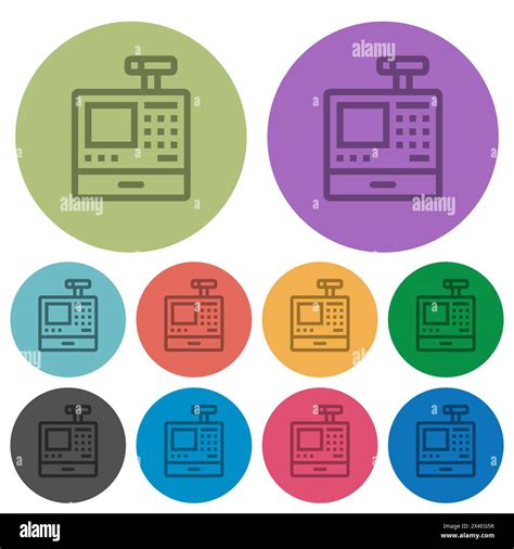 Cash Register Outline Darker Flat Icons On Color Round Background Stock Vector Image And Art Alamy