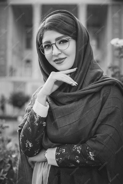 Free Photo Female Model In Hijab And Glasses