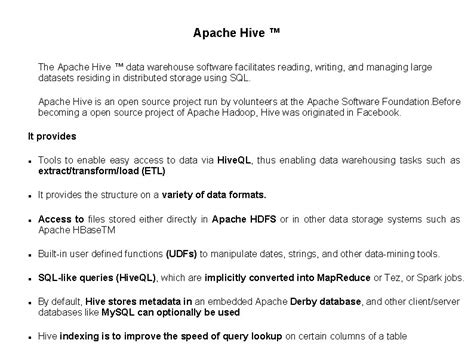 Apache Hive The Apache Hive Data Warehouse Software