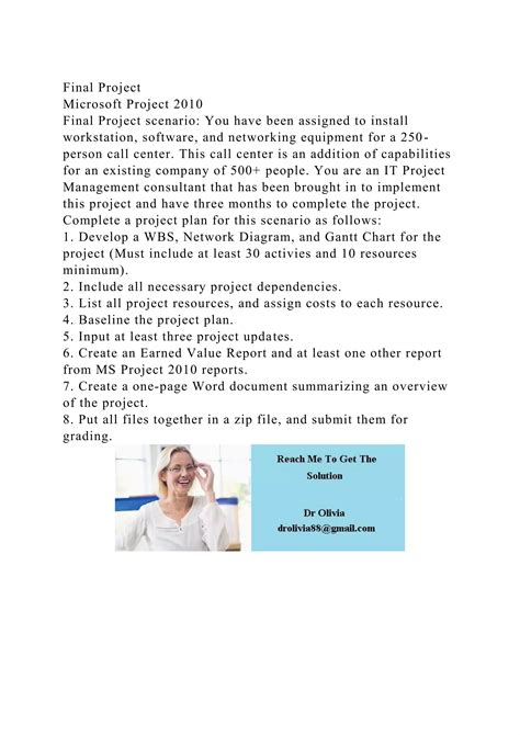 Final Projectmicrosoft Project 2010final Project Scenario You Hdocx Final Projectmicrosoft Project 2010final Project Scenario You Hdocx